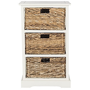 Safavieh American Homes Collection Halle Distressed Black 3 Wicker Basket Storage Side Table