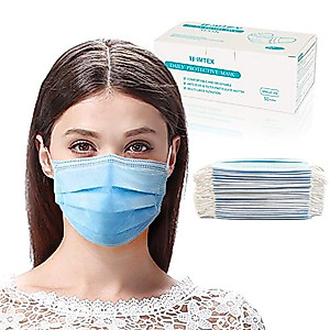 T·IMTEX Disposable Protective Face Mask, Breathable 3 Ply Masks with Earloops，with Melt-Blown Cloth (Blue 50pcs)