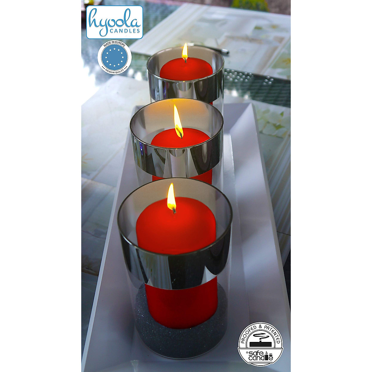 HYOOLA Red Pillar Candles 2-inch x 4-inch - Unscented Pillar Candles - Set of 4 - European Made