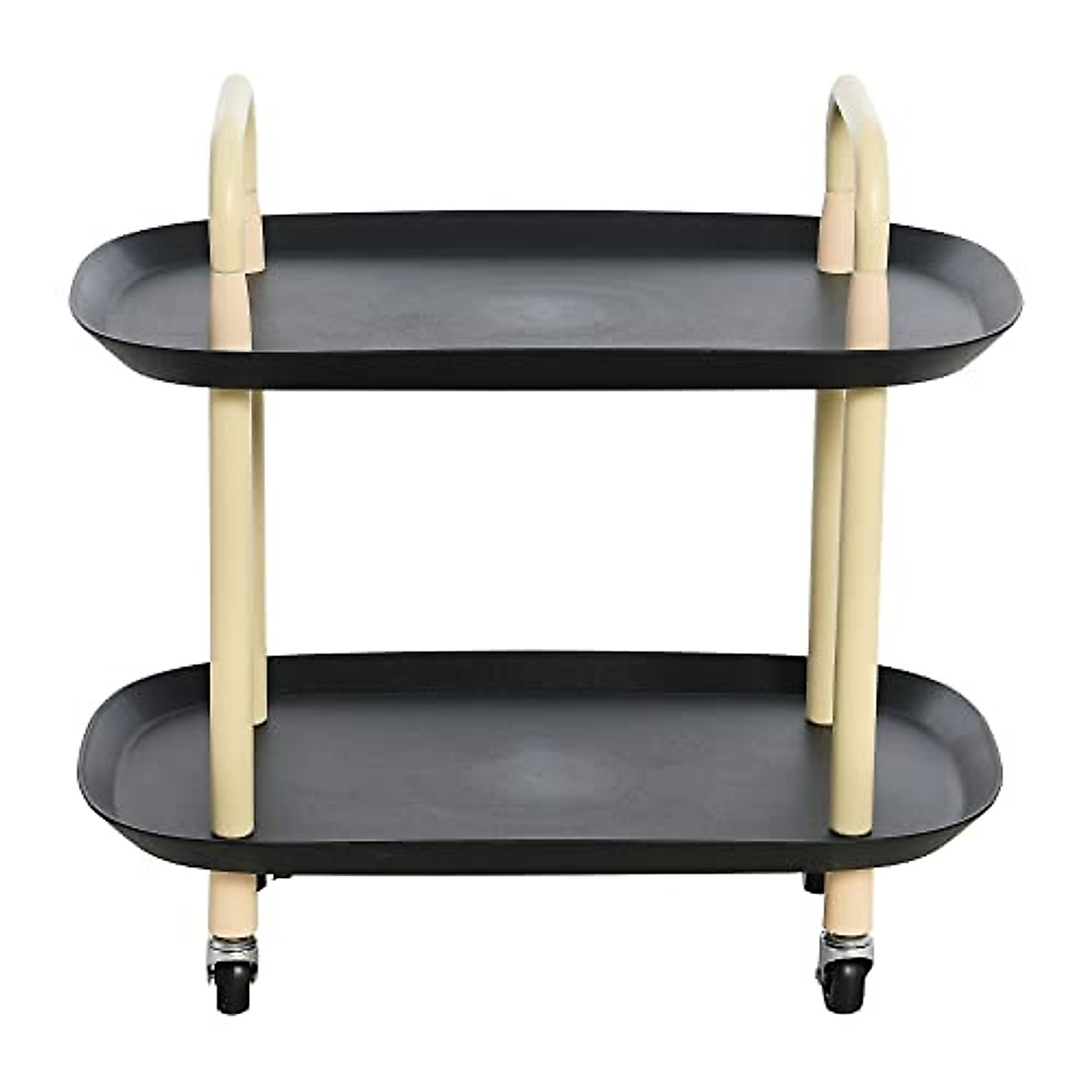 Main + Mesa Modern Plastic and Metal 2-Tier Trolley, Black and Sand
