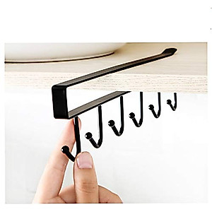 Alliebe 3 Pack Mug Cups Wine Glasses Storage Hooks Kitchen Utensil Ties Belts and Scarf Hanging Hook Rack Holder Under Cabinet Closet Without Drilling (Black)