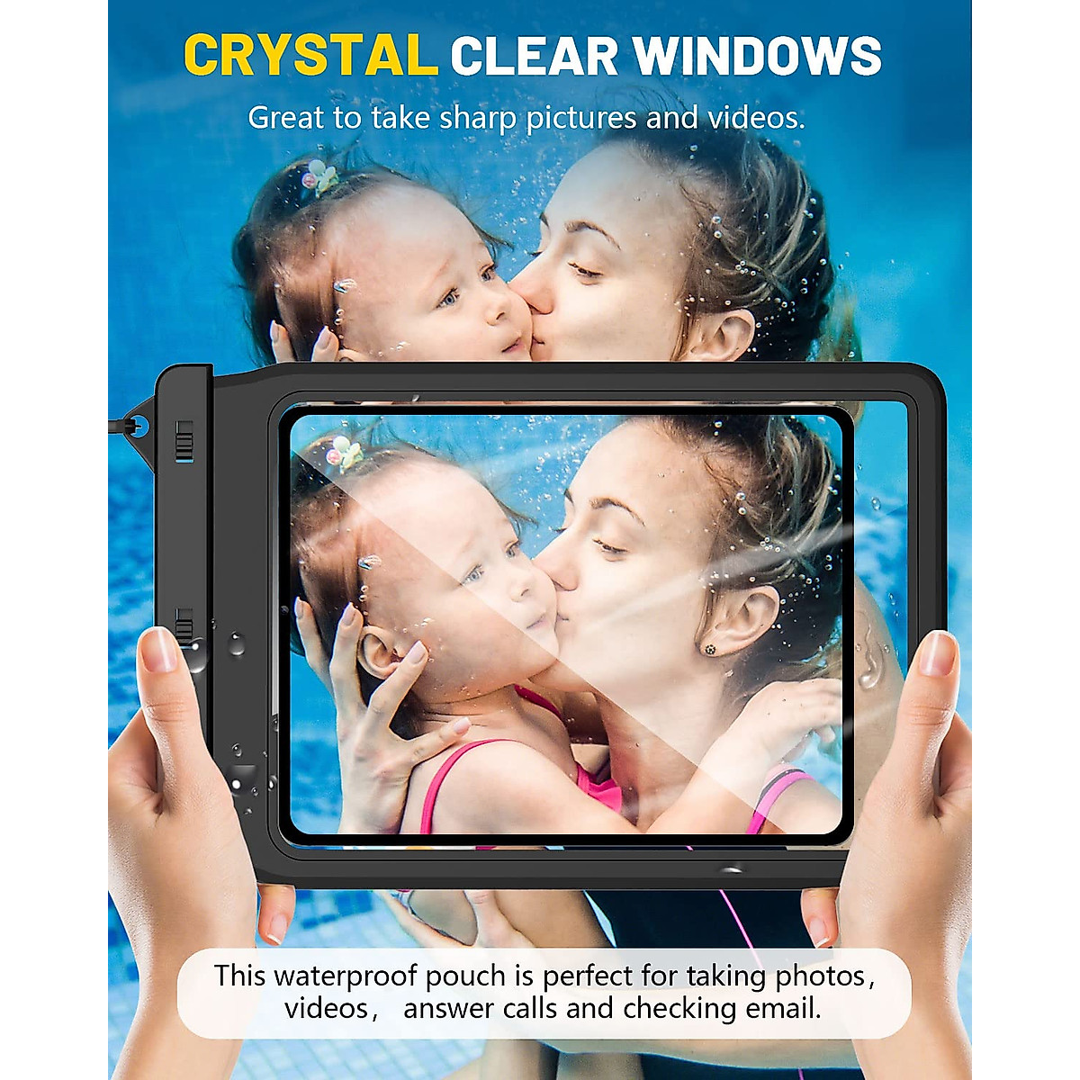 AICase Universal iPad Waterproof, Dry Bag Pouch for iPad Pro 12.9 5th/4th/3rd Gen iPad Pro 11/10.5/9.7, New iPad 9.7, iPad Pro 9.7, iPad Air 4/Air 3/Air 2, Galaxy Tab S7 Tablets up to 12.9 Inch