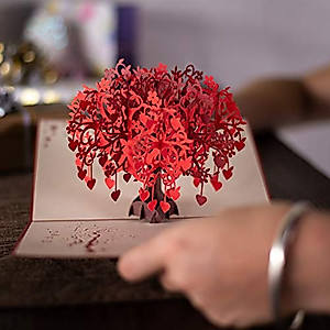 Pop Up Love Tree Card by DEVINE Cards | Happy Wedding Anniversary Card for Wife Husband | Mothers Day Card | 3D Pop Up Birthday Cards for Women Mom Dad Gifts