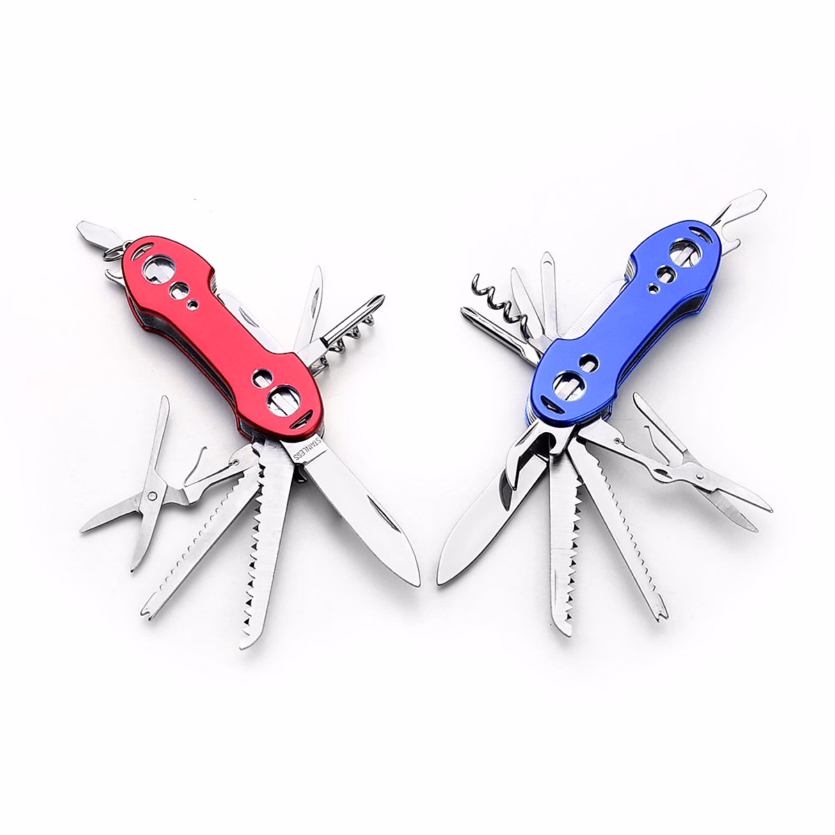 COMEBO 2 PCS Pack Stainless Steel Swiss Style Army Pocket Knife Multitools 12-in-1 Multi Function with Opener Screwdrivers Saw Scissors