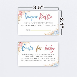 JCVUK Set of 25 Baby Shower Invitations with Envelopes, BOHO Diaper Raffle Tickets and Baby Shower Book Request Cards, Pampas Grass Bohemian Theme Gender Reveal Party For Boys or Girls(YQKTZ-A01)