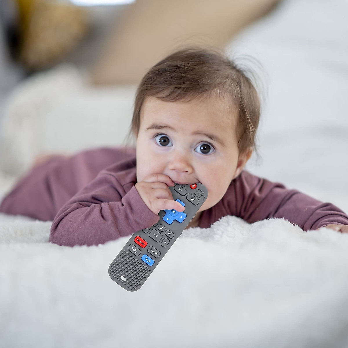 Eascrozn Baby Teething Toys Set of 2, Remote Control Shape Teethers for Babies 6-12 Months Chew Toys, BPA Free, Soft Silicone Teether Sensory Exporation and Teething Relief Baby Toys