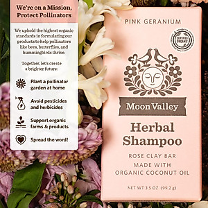 Moon Valley Organics HERBAL SHAMPOO BAR - PINK GERANIUM (2PACK)