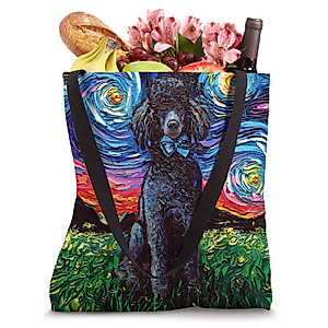 Black Standard Poodle Starry Night Dog Art by Aja Tote Bag