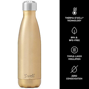 S'well Stainless Steel Bottle-17 Sparkling Champagne-Triple-Layered Vacuum-Insulated Containers Keeps Drinks Cold for 41 Hours and Hot for 18-with No Condensation-BPA Free Water, 17 fl oz