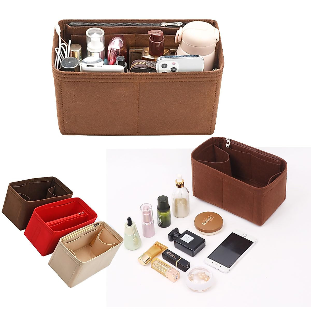 Lckaey Felt Purse Insert forlv carryall mm organizer purse organizer lv carryall 2076claret-S