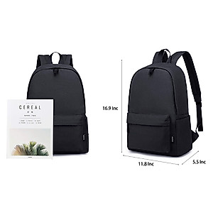 Abshoo Lightweight Casual Unisex Backpack for School Solid Color Boobags (Black)