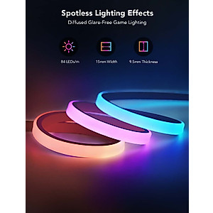Govee RGBIC Gaming Lights, 10ft Neon Rope Lights Soft Lighting for Gaming Desks, LED Strip Lights Syncing with Razer Chroma, Support Cutting, Smart App Control, Music Sync, Adapter (Only 2.4G Wi-Fi)