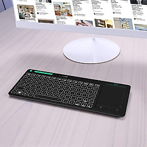 Rii K18 Plus Wireless 3-LED Color Backlit Multimedia Keyboard with Multi-Touch Big Size Trackpad,Rechargable Keyboard for Android TV Box,PC,Smart TV,Xbox,Raspberry Pi, HTPC IPTV,Windows, MacOS (2.4G)