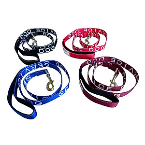 Albcorp Service Dog Leash - Embroidered- with Padded Neoprene Handle and Reflective Threads, 4 Feet, for Harnesses, Vests or Collars. Blue