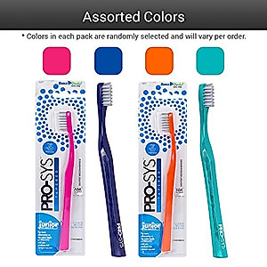 PRO-SYS® Kids Toothbrush (Colorful 4-Pack) - Made with Soft Dupont™ Tapered Bristles (Ages 8-12)