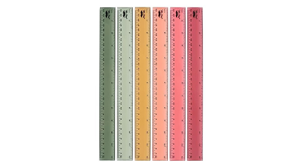 Mr. Pen 6-Pack 12-inch Clear Rulers | Vintage Colors