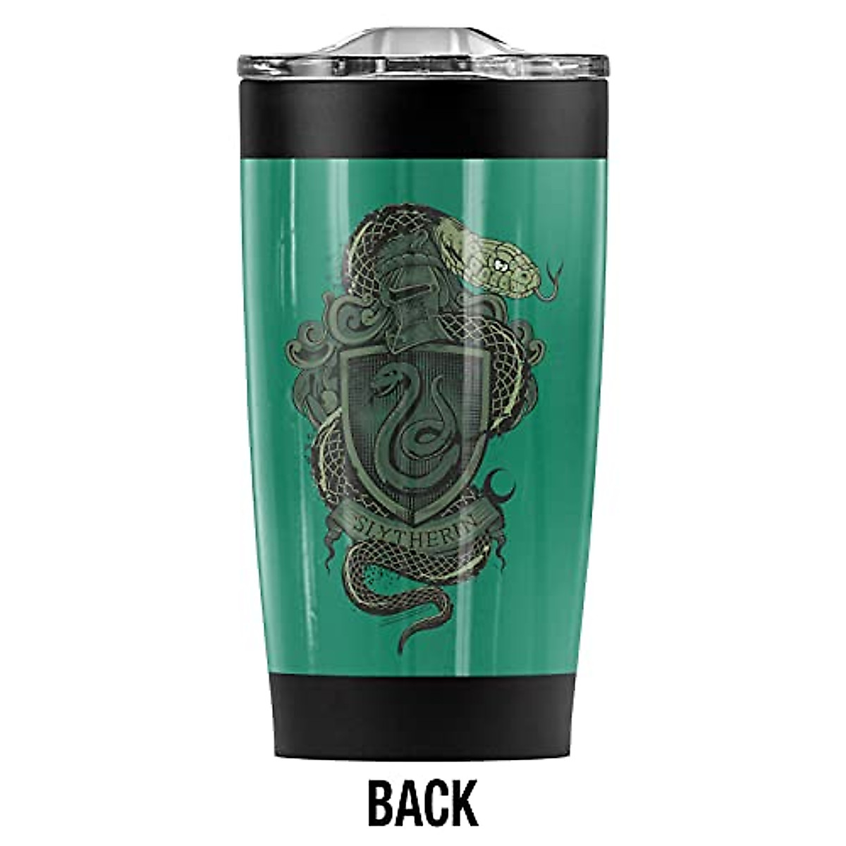 Logovision Harry Potter Slytherin Snake Crest Stainless Steel Tumbler 20 oz Coffee Travel Mug/Cup, Vacuum Insulated & Double Wall with Leakproof Sliding Lid | Great for Hot Drinks and Cold Beverages