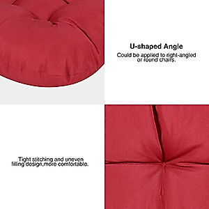 Stonehomy 3 Piece Wicker Patio Cushion Set, Outdoor Indoor Tufted Settee Cushion Set for Loveseat and Chairs/Coach/Bench/Patio Furniture/Crystal Velvet, Wine-Red