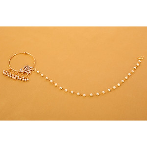 Touchstone NEW Indian Bollywood Desire Kundan Polki Look Designer Bridal Jewelry Nath (Nose Accessory) in Gold Tone for Women. (Gold 4)