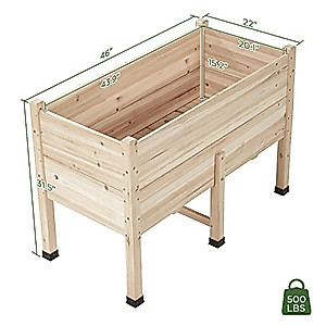 AMERLIFE 15 Inch Deep Wooden Raised Garden Planter 4x2FT Raised Garden Bed with Legs Elevated Planter Box Elevated Garden Planters for Deep-Rooted Plants 500lb Capacity Outdoors Patio Backyard