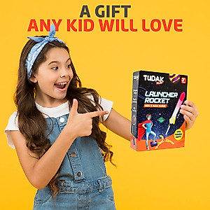 Light Up Toy Rocket Launcher for Kids | Shoots Up to 100 Feet in The Air | 6 Colorful Flashing Foam Rockets and Sturdy Launcher Stand, | Fun Outdoor Toy | Gift for Boys and Girls Age 3+