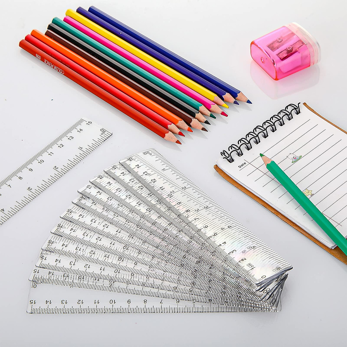 Zonon 200 Pcs 6 Inch Rulers Bulk Clear Plastic Flexible Straight Rulers with Inches and Centimeters First Day of School Gift for Students Back to School Office Supplies