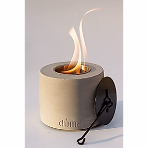 Duma Pit - Tabletop Fire Pit with 20+ Ideas Book & Snuffer, Concrete Portable Mini Fireplace, Outdoor Indoor Smores Maker, Ethanol Alcohol Table Top FirePit, Garden & Patio Decor