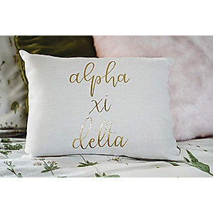 Sorority Shop Alpha Xi Delta Pillow – Gold Script Design, 12" x 16" Lumbar Pillow Sorority