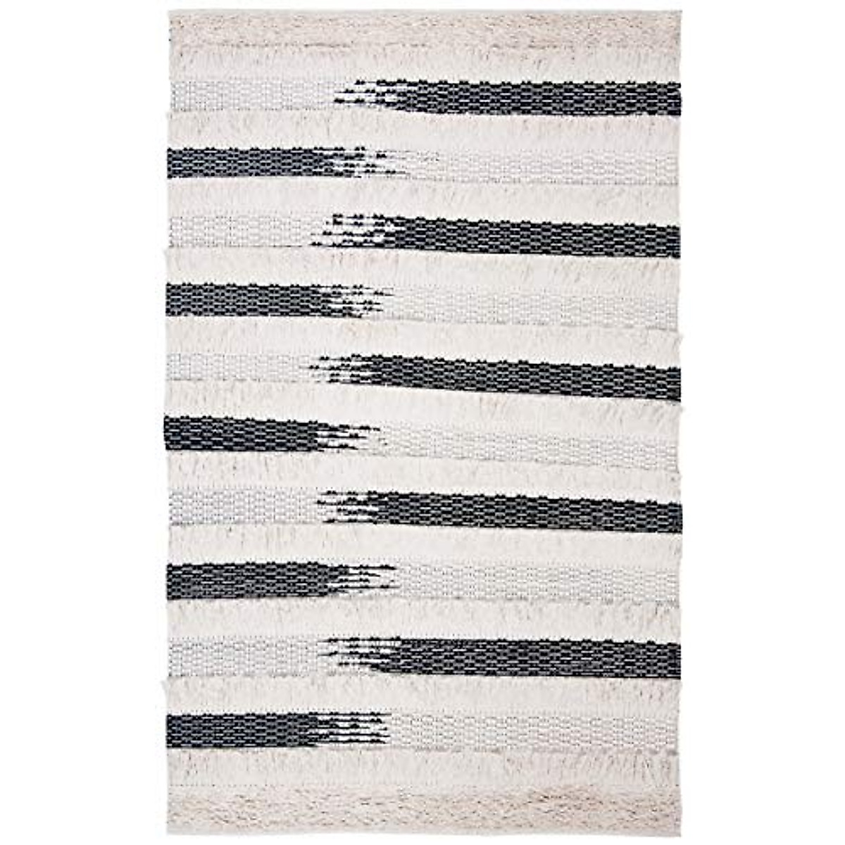 SAFAVIEH Natura Collection Accent Rug - 4' x 6', Ivory & Black, Handmade Cotton, Ideal for High Traffic Areas in Entryway, Living Room, Bedroom (NAT655A)