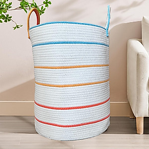 60L Laundry Baskets Hamper with Handles,Decorative Basket for Living room,Woven Storage Basket for Toys Bin,Pillows, Blankets,Clothes