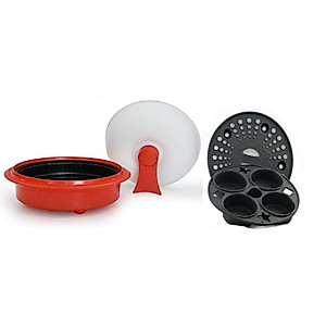 Microhearth 1.5-Quart Nonstick 4-piece Everyday Pan Set for Microwave Cooking, Red