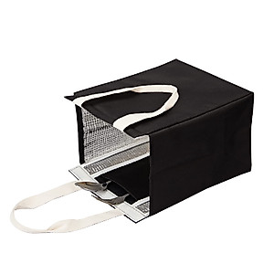 Lunch Bag for Women/Men/Adult, Portable/Reusable Lunch Box, Simple Waterproof Insulated Cooler Tote Bag (Black)