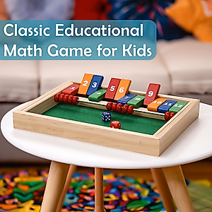 STERLING Games Kids Shut The Box Game for 2 Players | Wooden Math Toy Dice Game for Kids and Small Children | STEM Educational Toy for Learning Mathematics and Addition