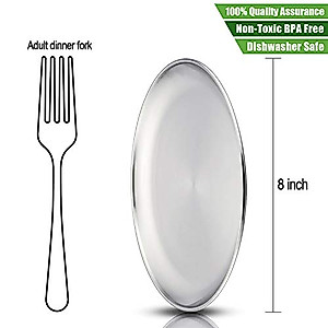 HaWare Toddlers Kids 18/8 Stainless Steel Plates, Durable Metal 304 Feeding 8in Dishes for Serving/Snack/Camping, No Plastic and Dishwasher Safe - 4 Pack