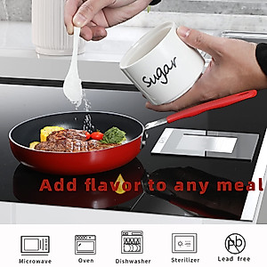 ONTUBE Ceramic Sugar Bowl with Lid and Spoon,Porcelain Sugar Pot,8oz (White)