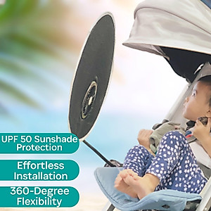 COOLSHADE UPF50 Sunshade by BUGGYGEAR - Easy Folding and Take with You Anywhere - Clamp it on a Chair or Baby Stroller - Collapsible, Compact, and Easy to Use - Protect Your Babys from The Sun