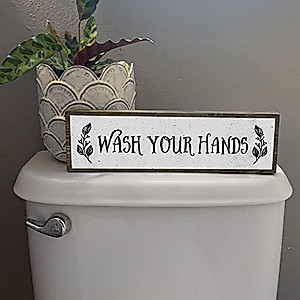 ANVEVO Wash Your Hands - Metal Wood Sign Light – Cute & Funny Wall Bathroom Decor - Rustic Wall Art - Modern Home Décor - Farmhouse Bathroom Decorations