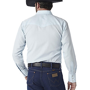 Wrangler mens Sport Western Two Pocket Long Sleeve Snap button down shirts, Blue, Medium US