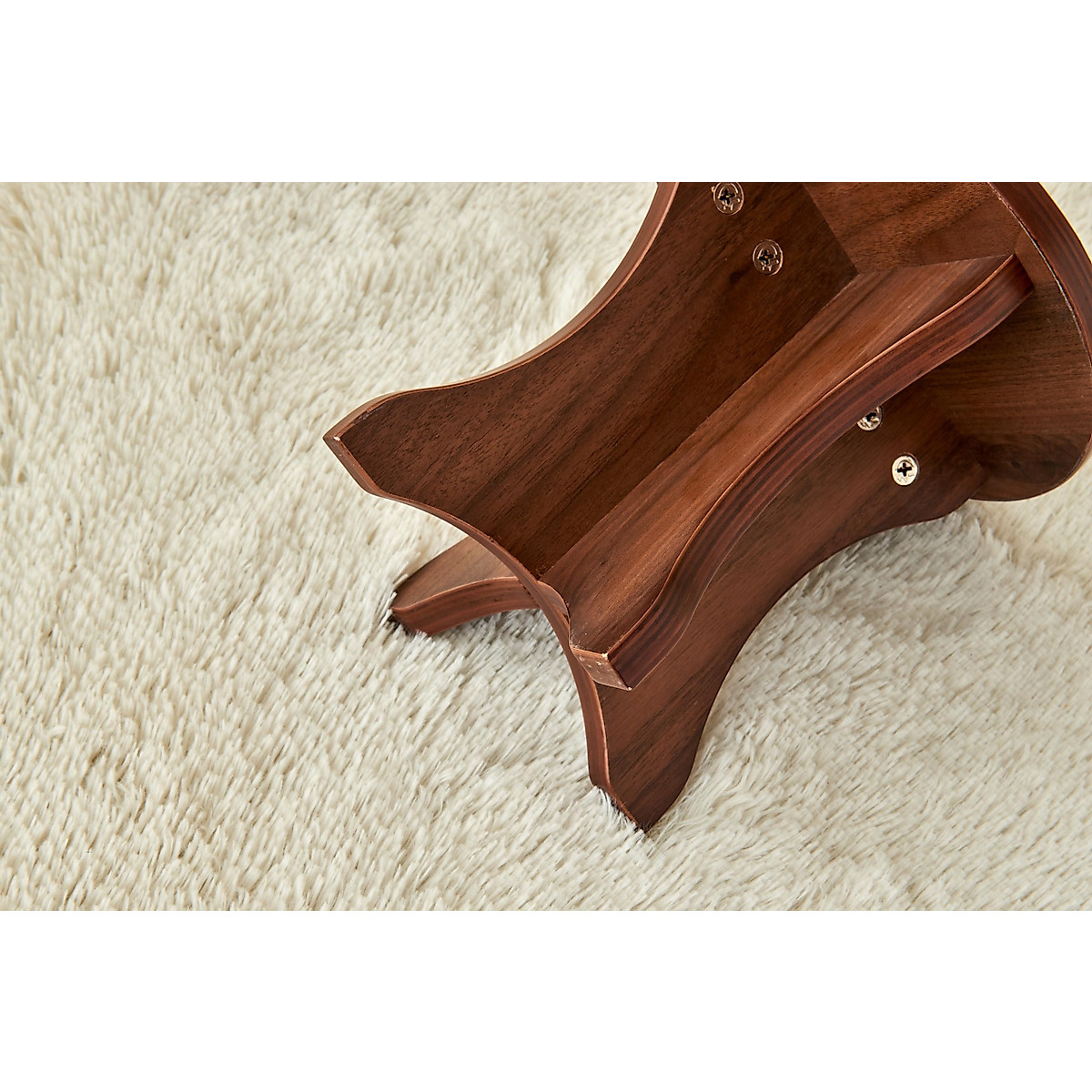 woJKod Rubberwood Toddler and Kids Standing Stool, Round-Walnut Finish