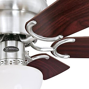 Westinghouse Hadley 30 Inch Brushed Nickel Finish Ceiling Fan with 6 Reversible Blades and Bowl Light Kit with 1 Candelabra Base Light Bulb