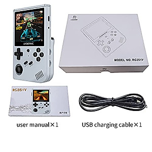 Diketigeey RG351V Handheld Game Console, Open Source System Built-in WiFi Online Sparring 64G TF Card 2500 Classic Games, 3.5inch IPS Screen Retro Game Console (Black) (Gray)