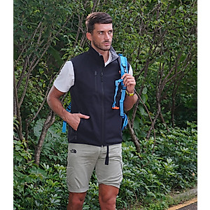 fit space Men's Lightweight Vest Softshell Sleeveless Windproof Jacket with Zipper Pocket Cycling Travel Hiking Running Golf (Black,Small)