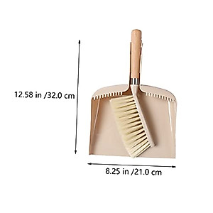HOMOCONO 1 Set 2pcs Desktop Dustpan Cleaning Broom Small Cleaning Brush Tiny Broom Dustpan Kit Computer Cleaner Couch Cleaner Mini Brush Home Cleaning Accessory Pet Hair Broom Wooden Beige