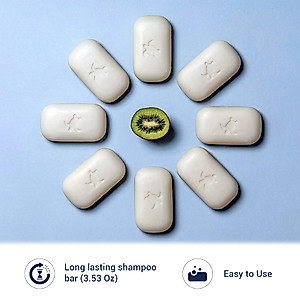 Pacific Spirit Shampoo Bar for thin hair with Argan Oil & Kiwi, Gentle foam, Natural, Green, SLS free, Sulfate Free, Soap-Free, Zero Waste, Vegan, 3.53 Oz