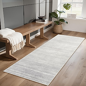 Lahome Modern Ombre Hallway Runner Rug for Entryway Indoor, 2x6 Kitchen Runner Rugs Non Skid Washable Runner Rug Soft Gradient Ultra-Thin Bathroom Runner for Bedroom Laundry（2'x6',Grey