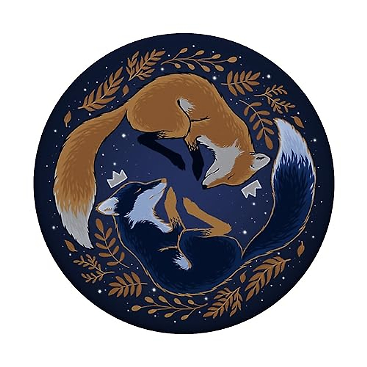 Yin and yang foxes art PopSockets PopGrip: Swappable Grip for Phones & Tablets PopSockets Standard PopGrip