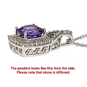 Vir Jewels 1.50 cttw Pendant Necklace, Cushion Cut Created White Sapphire Pendant Necklace for Women in .925 Sterling Silver with Rhodium, 18 Inch Chain, Prong Setting