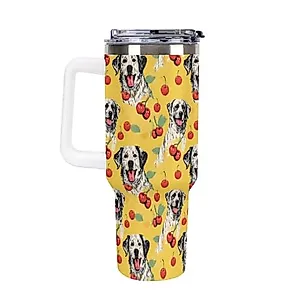Labrador Retriever Dog Cherries 40 Oz Stainless Steel Cup Travel Tumbler with Handle and Straw Lightweight Coffee Mug for Home Office