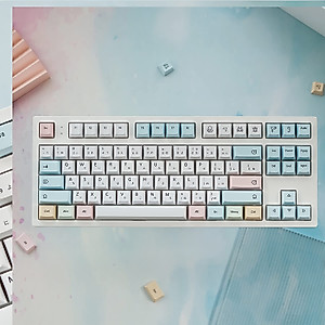 CuXiu Chalk Keycaps 136 Keys PBT Keycap Set for Cherry MX Switches Cherry Profile Japanese Keycaps for Mechanical Keyboard Dye Sub gh60 xd64 xd84 xd96 87 104