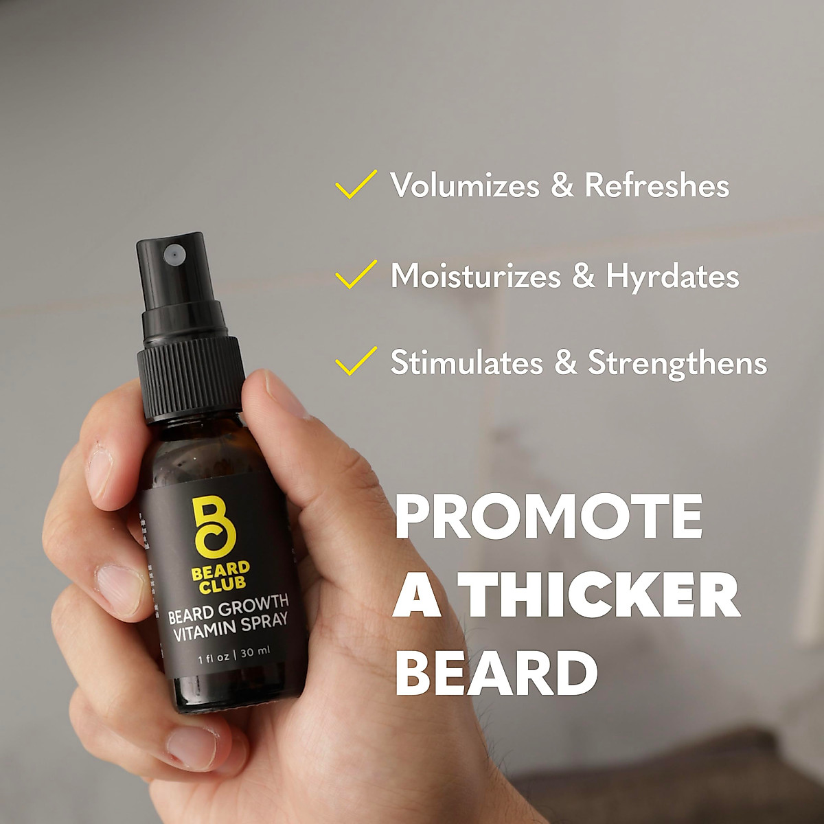 Beard Club Biotin Vitamin Spray for Facial Hair Growth - Natural Formula for Fuller, Thicker Beard, Easy-to-Use, Nourishing & Soothing for All Beard Types & Skin